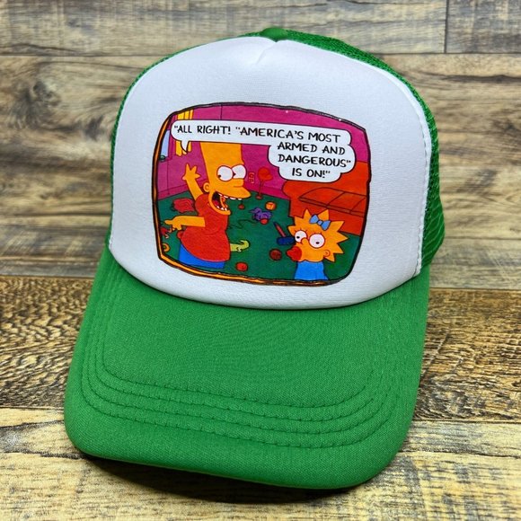 Unbranded | Accessories | Bart Simpson Mens Trucker Hat Green Snapback ...